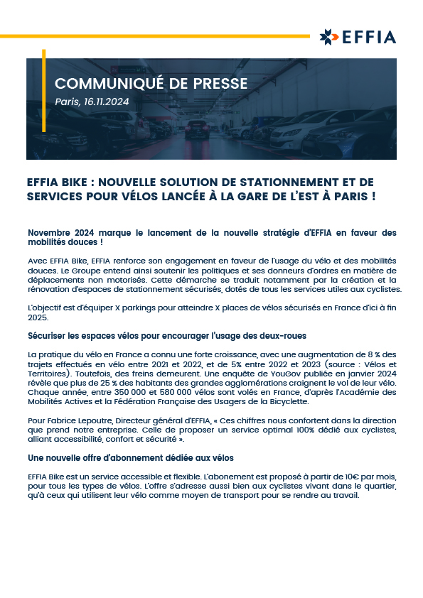 Lancement d'EFFIA Bike Gare de l'Est, offre de stationnement innovante pour vélos ! | Déplacez ...